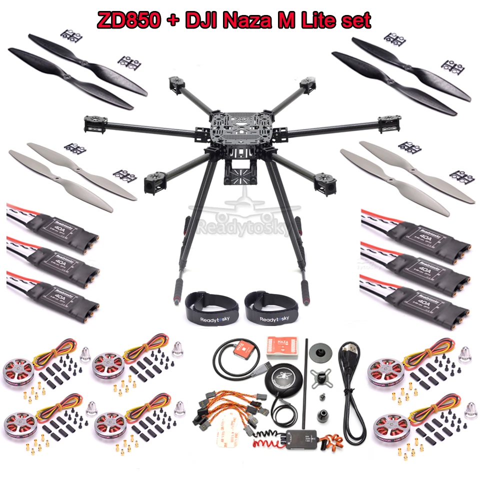 ZD850 Full Carbon Fiber 850mm Hexa Rotor Frame Naza M Lite Flight ...