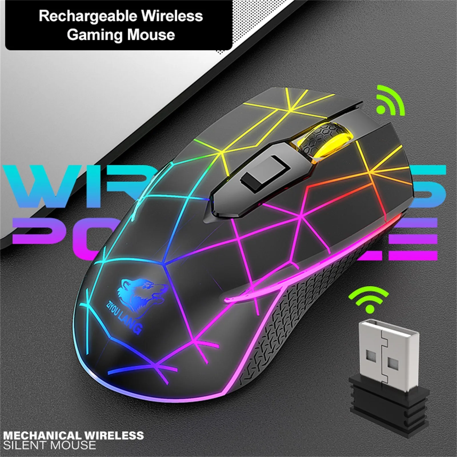 Free Shipping X9 Wireless Rgb Gaming Mouse Rechargeable Silent 2400 Dpi ...