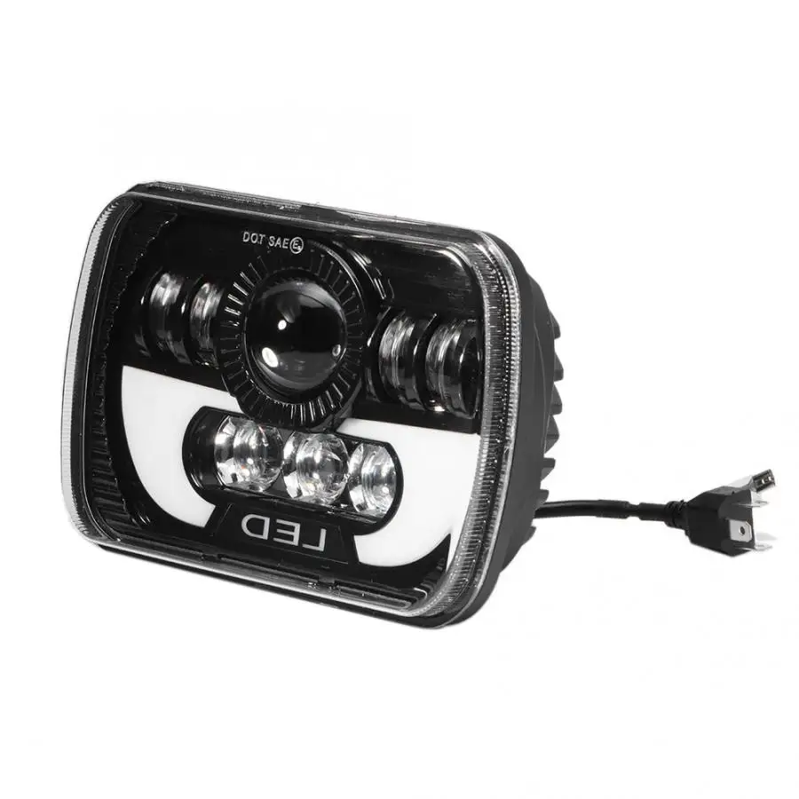 5x7in Universal Headlight 90w Led Square Light High/low Beam Headlamp ...