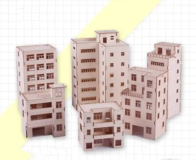 Model material apartment building wooden house model