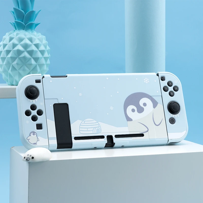 Nintend Switch Protective Shell Penguin Cartoon Blue Hard Cover Joy-con ...