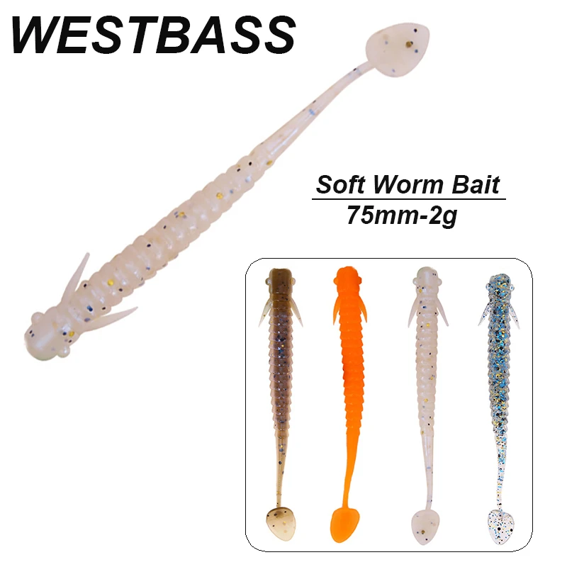 WESTBASS 8PCS Slug Soft Baits 75mm-2g Rubber Bass Swimbaits Silicone ...