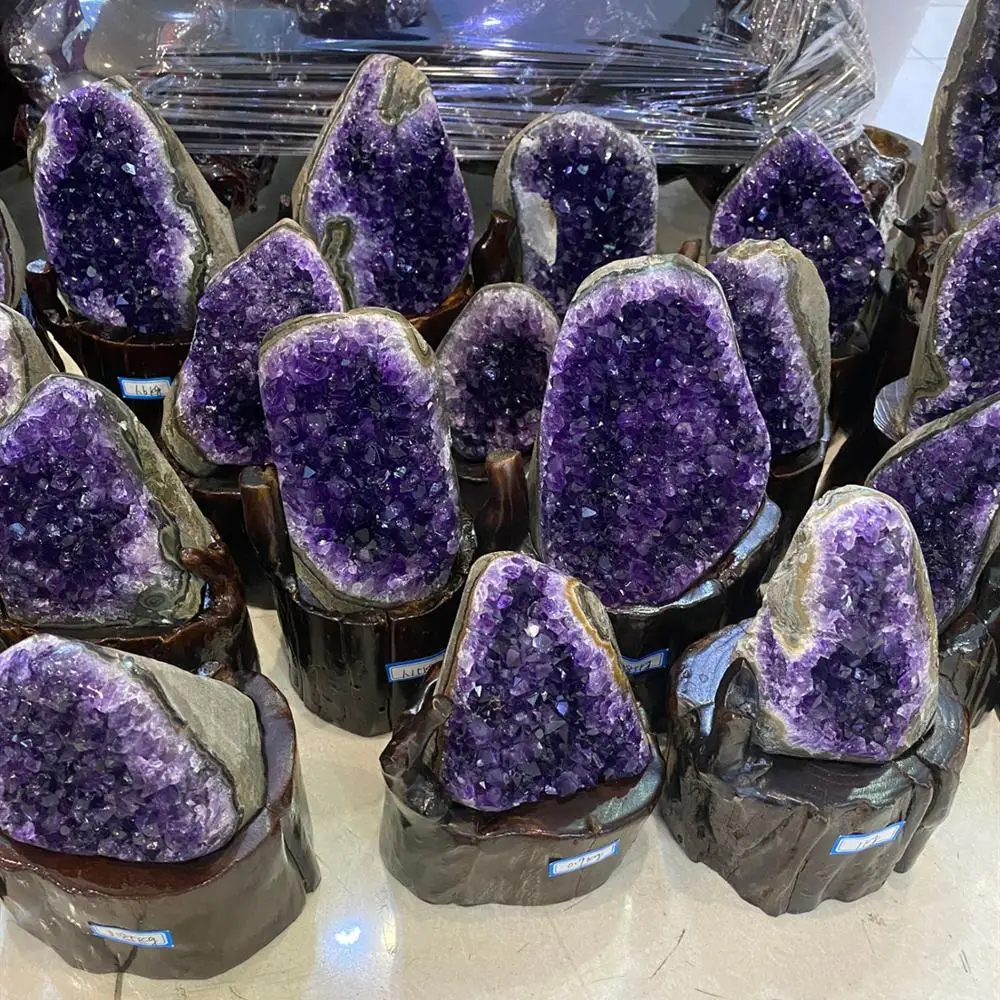 Natural Amethyst Geode Quartz Cluster Crystal Specimen Energy Healing ...