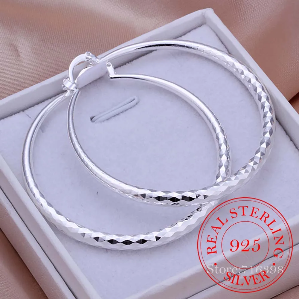 925-Sterling-Silver-Hip-Hop-Round-Earrings-for-Women-Large-Circle-5-1cm ...