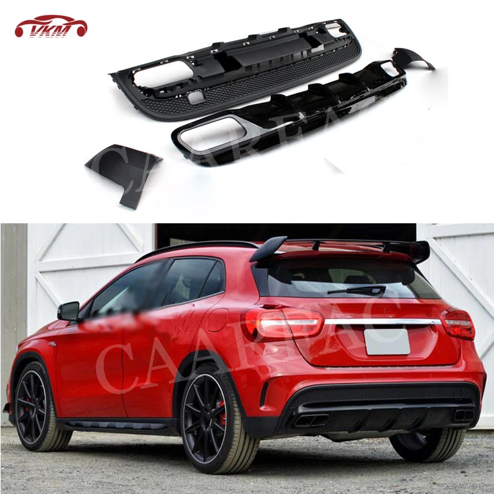 Rear Lip Diffuser with 4 outlet Exhaust Tips For Benz GLA Class X156 ...