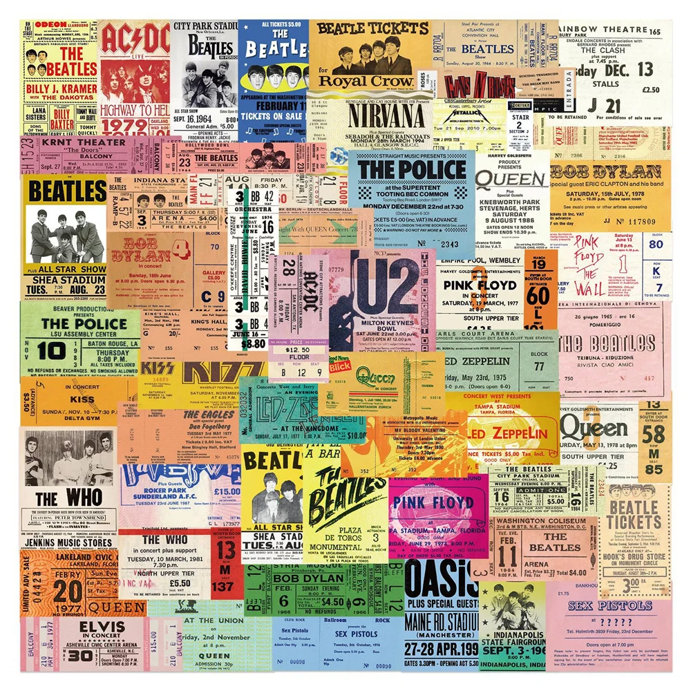 Retro-Ticket-Graffiti-Band-Adesivos-Vintage-Craft-Supplies-Material-de ...
