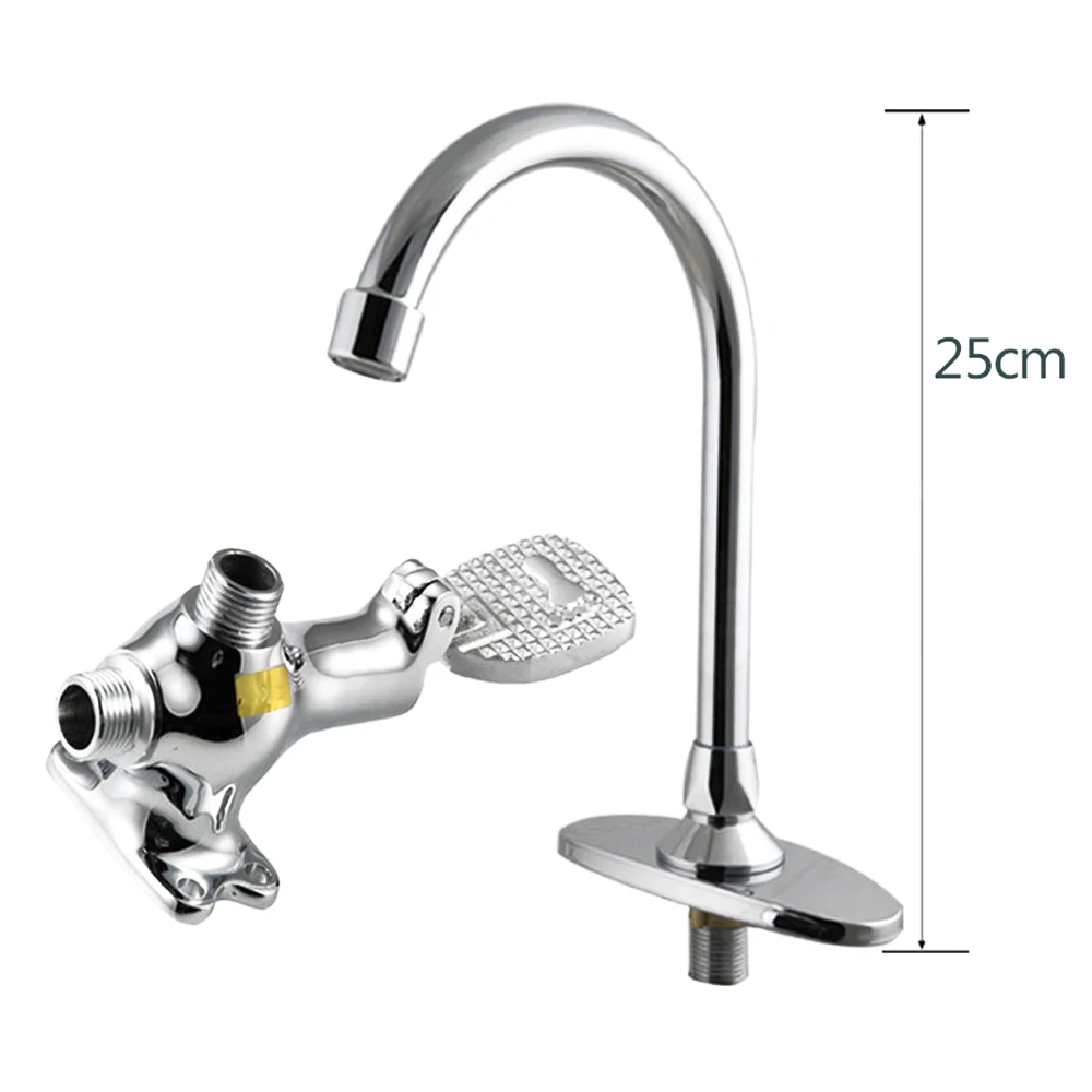 Floor-Foot-Pedal-Control-Switch-Tap-Valve-Faucet-Copper-Basin-Single ...