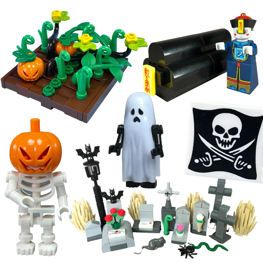MOC-Bricks-Halloween-Ghost-Zombie-Coffin-Corpse-Skeleton-Action-Figure ...