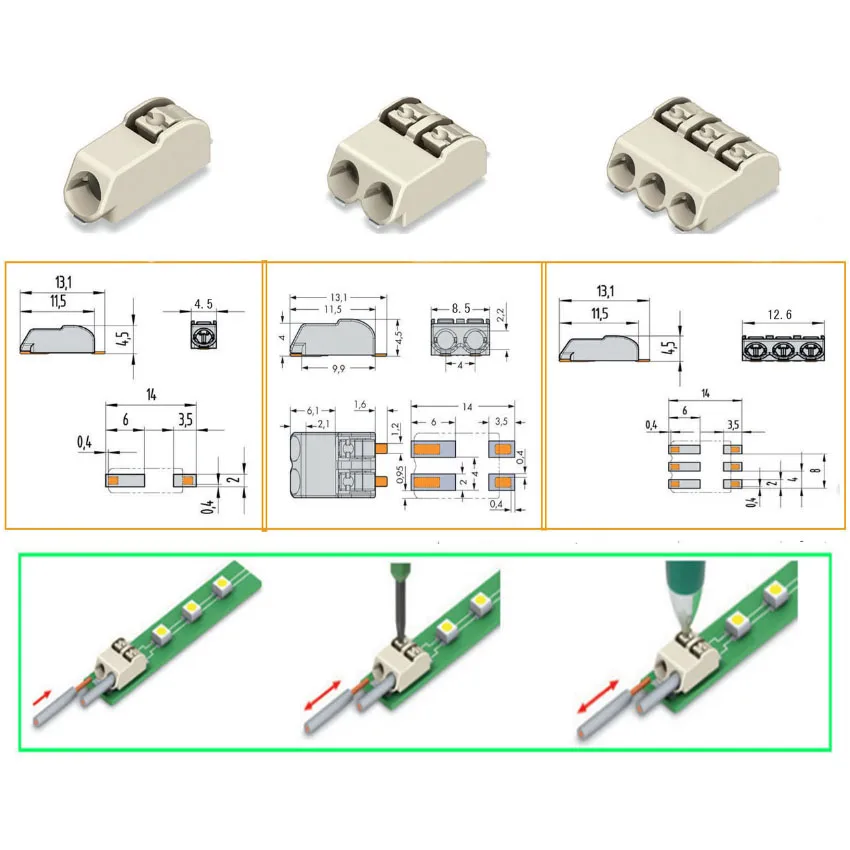 20 / batch LED SMD Wiring Terminal Block Wire Terminal 2060 Patch ...