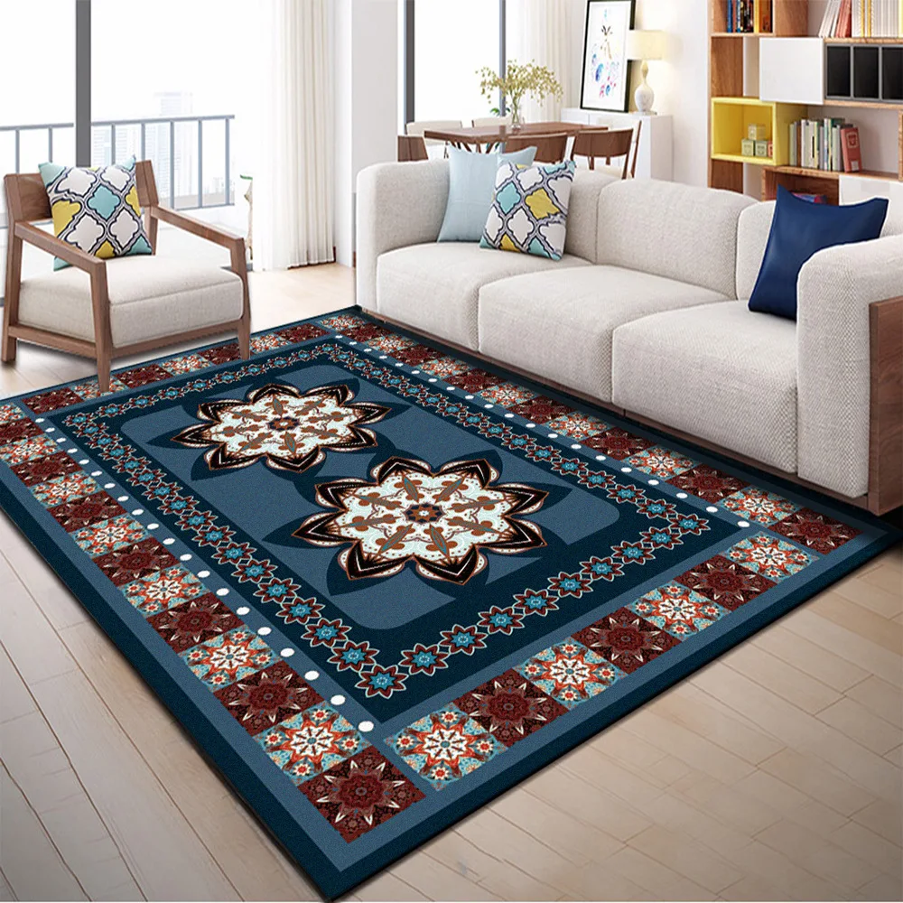 Nordic Style Square Carpet Anti Slip Printed Foral Pattern Carpets For ...