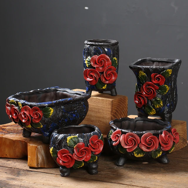 Red Ceramic Planters