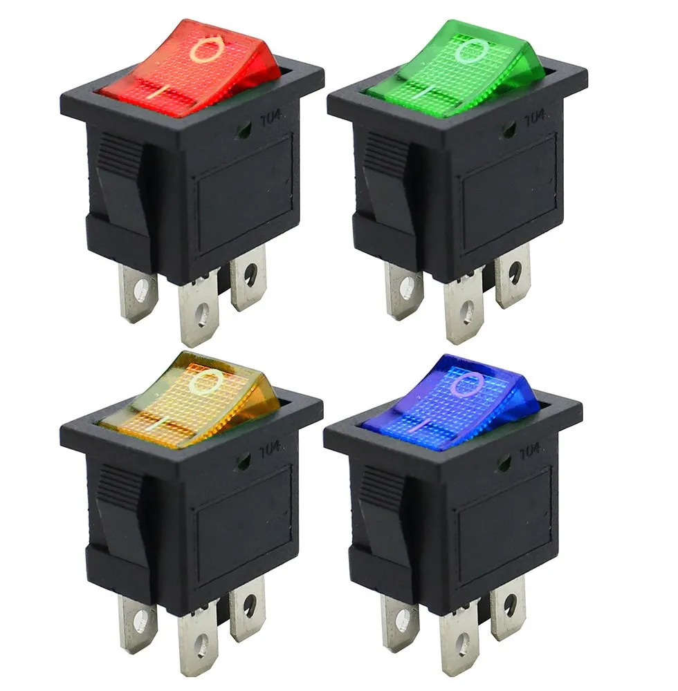 Kcd1 On-off 15*21mm 4pin With Lamp Red, Green, Yellow, Blue Ship Type ...