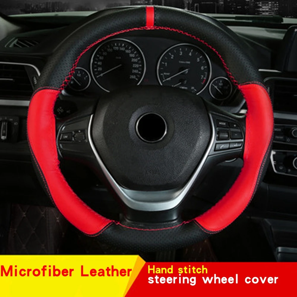 38cm-Top-Layer-Cowhide-Soft-Genuine-Leather-Braid-Steering-Wheel-Cover ...