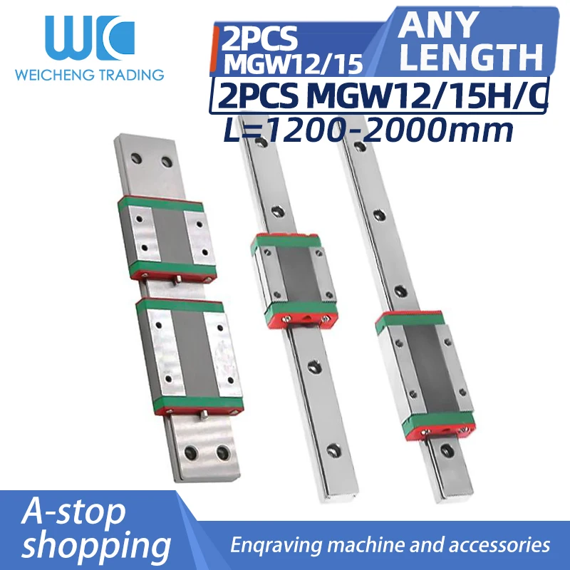 2pc miniature linear guide linear slide MGW12/15+slider 12C/H 15C/H ...