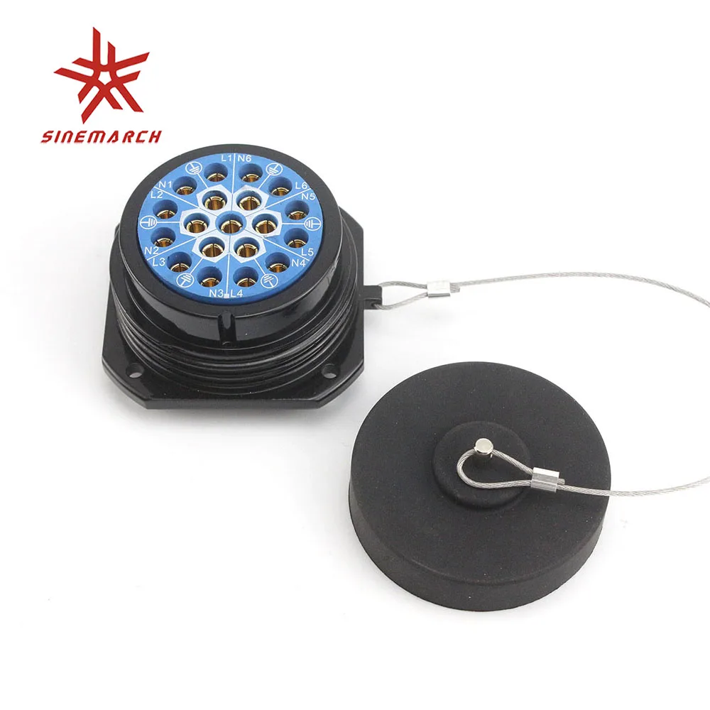 Socapex 19 Pin 20A Panel Mount Female Socket Gold plated Brass Pins ...