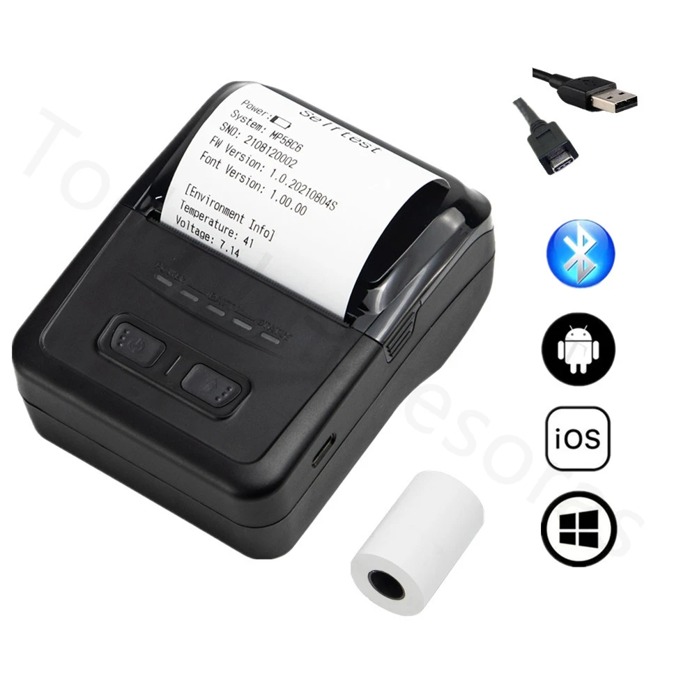 Portable Mini 58mm Wireless Thermal Receipt Ticket Printer Mobile Phone ...
