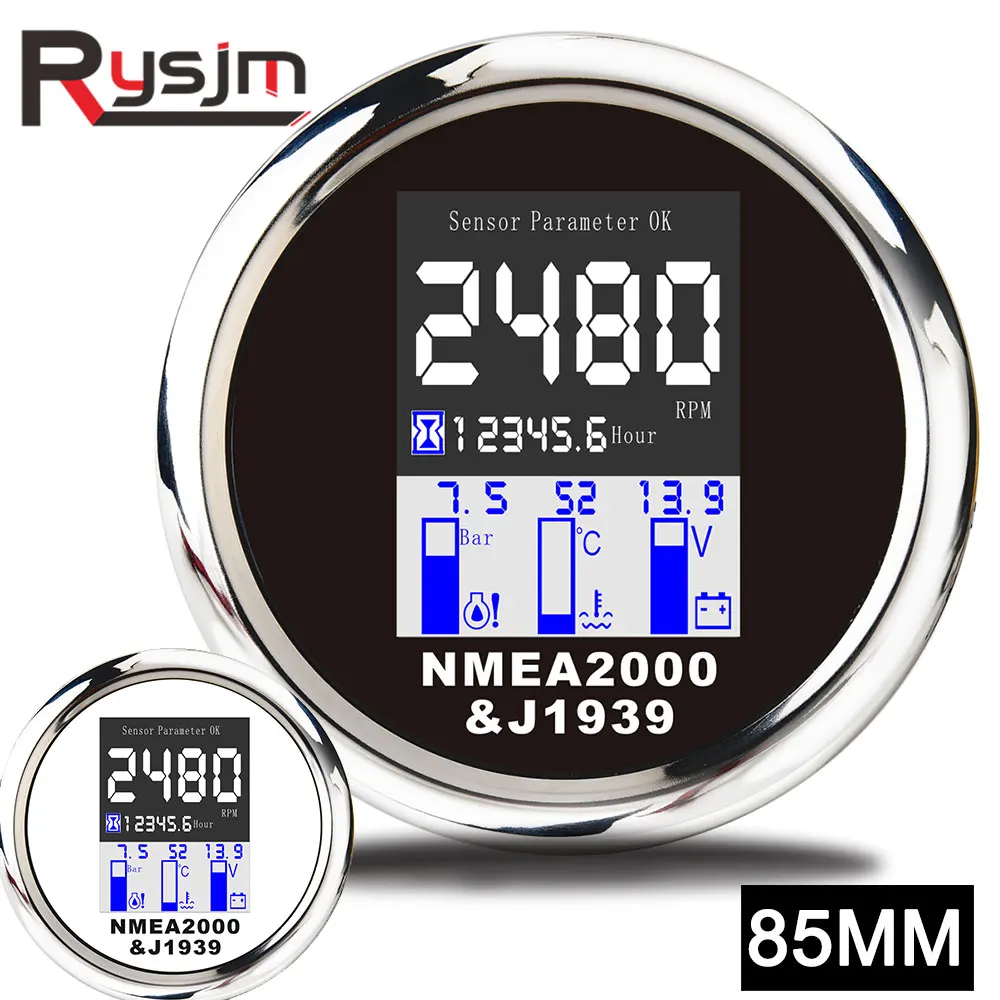 NMEA 2000 4 ใน 1 Gauge 85 มม.ดิจิตอลเครื่องวัดความเร็วโวลต์มิเตอร์น้ำ ...