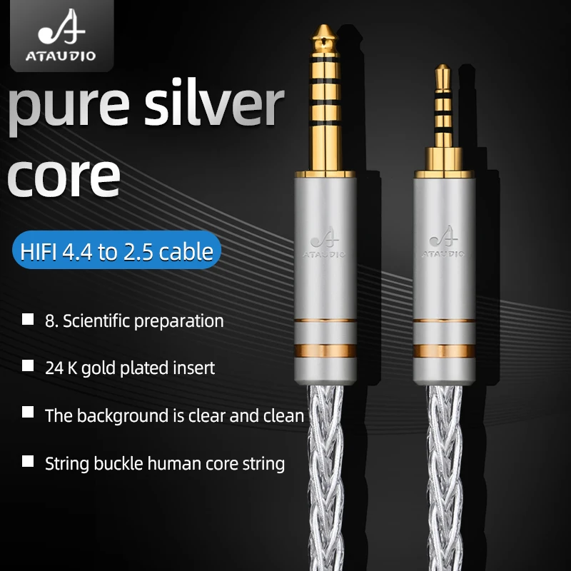 ATAUDIO-Pure-silver-HIFI-Copper-4-4mm-Balance-to-2-5-mm-balance-jack ...