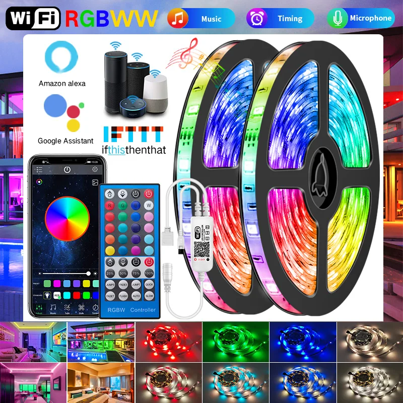 Wifi RGBWW Led Strips Lights 5050 2835 Bluetooth Led light strip RGB ...
