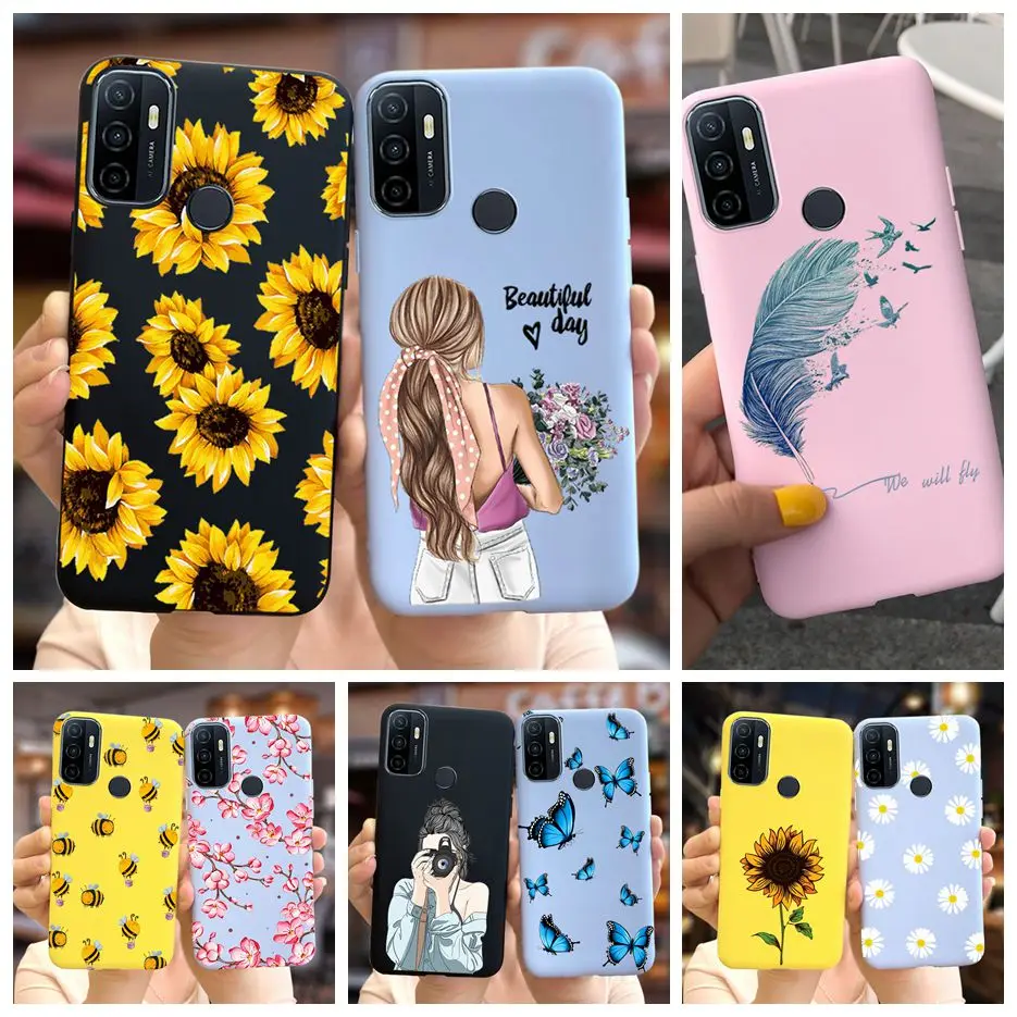 For-Oppo-A53-Case-CPH2127-CPH2131-Cute-Sunflower-Butterfly-Soft ...