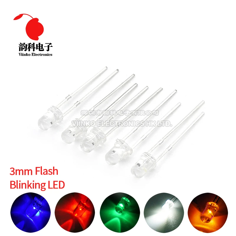 50pcs 3mm White Green Red Blue Yellow Light Emitting Diode Automatic ...