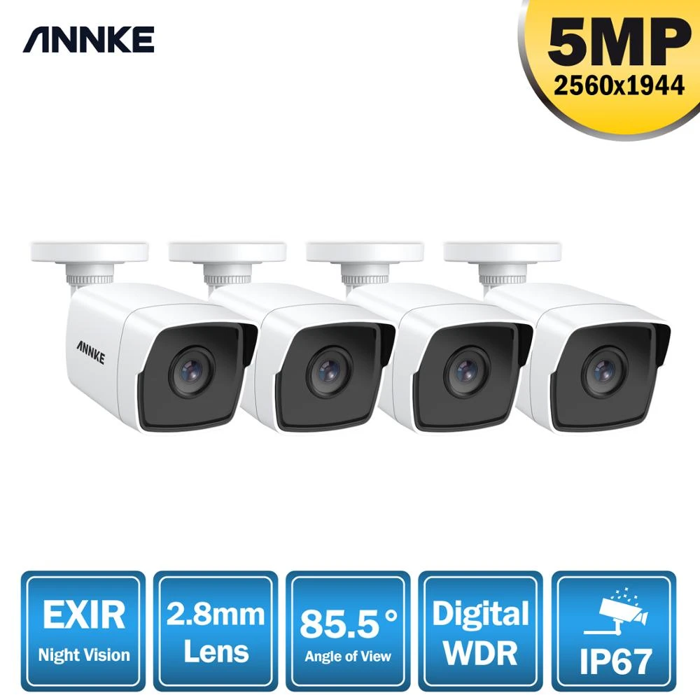 Annke 4pcs Ultra Hd 5mp Cctv Tvi Camera Outdoor Waterproof Bullet ...