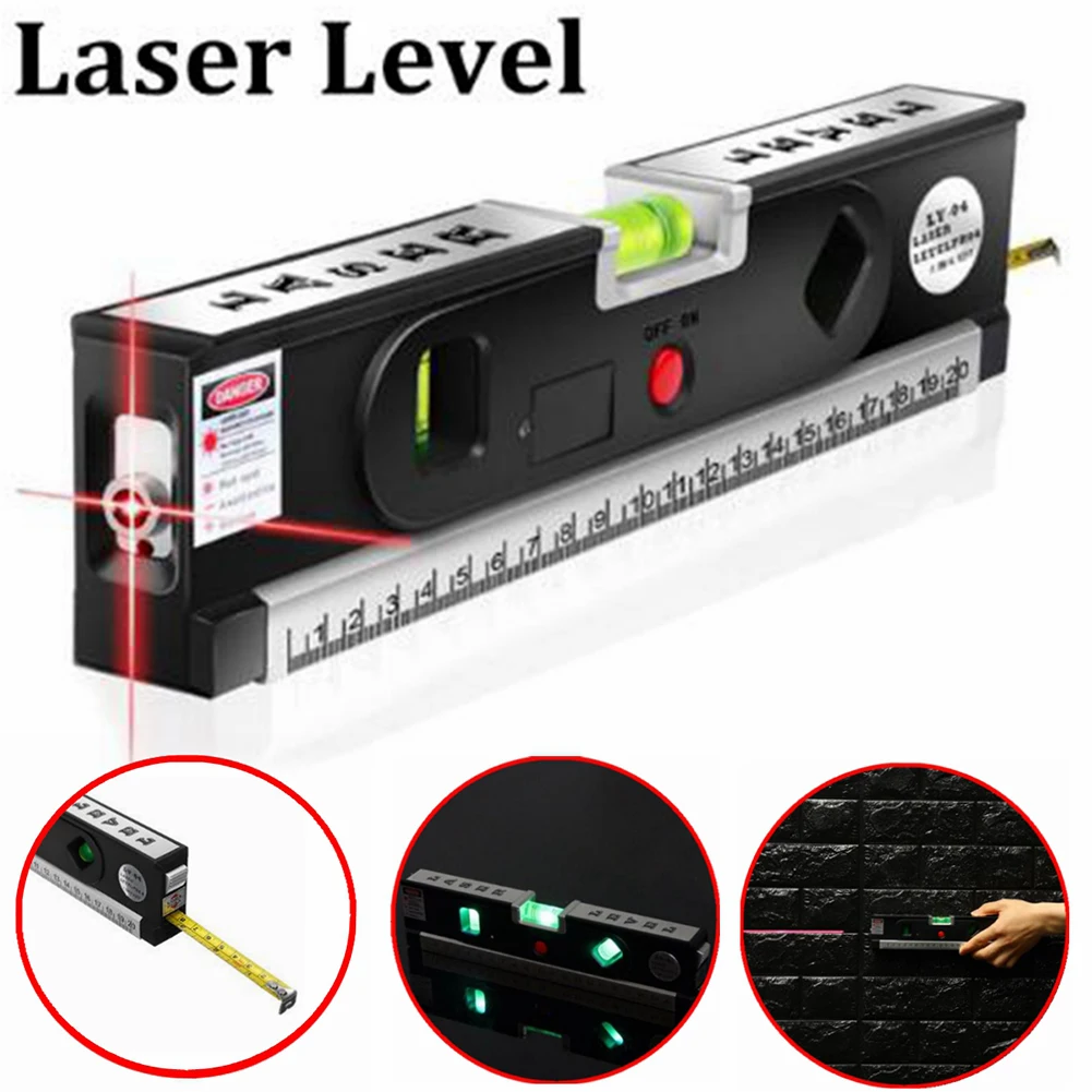 Multipurpose Level Laser Magnetic Bottom Horizon Vertical Measure Tape ...