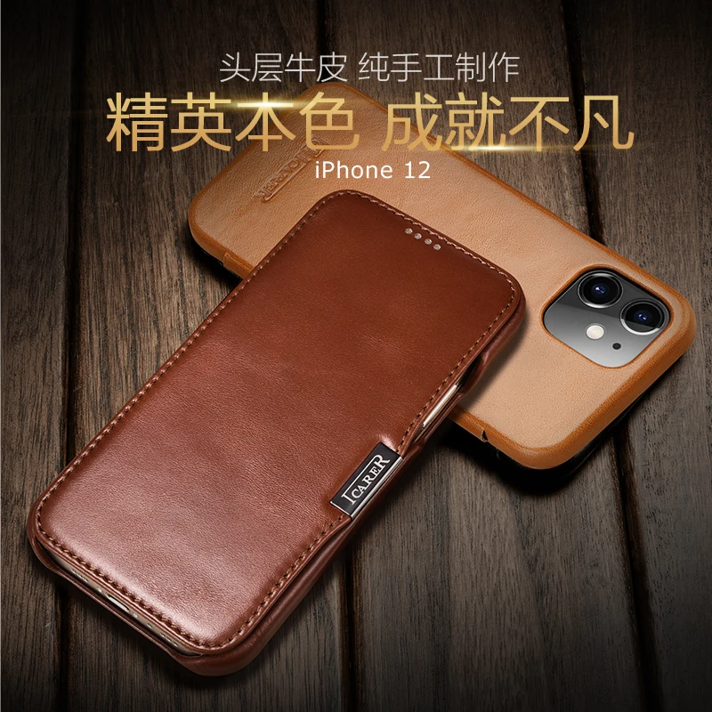 Flip-Genuine-Leather-Phone-Cover-For-iPhone-12-Pro-Max-12-Mini-Business ...