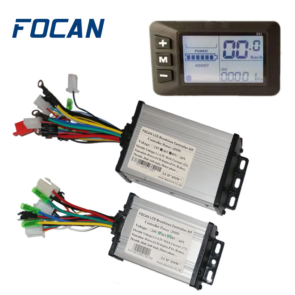 Focan 36v/48v 350w/450w/500w Electric Bike Brushless Motor Controller ...