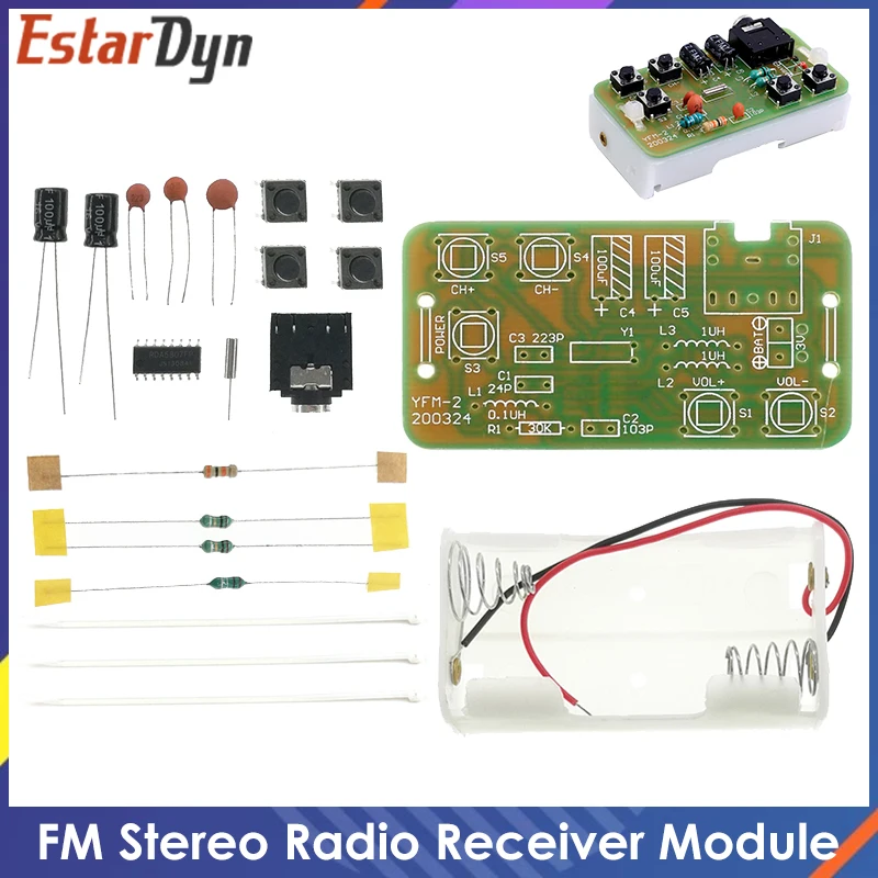 FM 스테레오 라디오 DIY 키트, 무선 FM 수신기 모듈, 주파수 변조 전자 납땜 연습 프로젝트, 76 108MHz|반도체 집적회로| - AliExpress