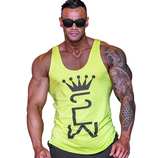 Printed Sleeveless Men’s Gym Bodybuilding Singlet - Men's Fitness ...