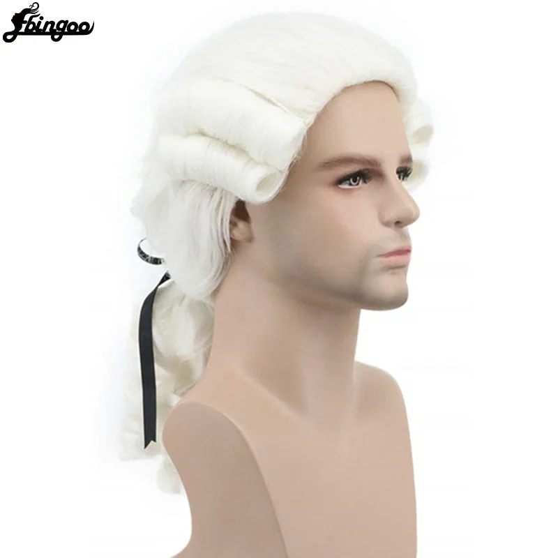 Ebingoo Grey Black White Lawyer Judge Baroque Curly Male Costume Wigs ...