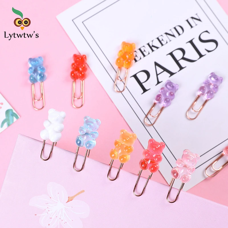 2 Pcs Cute Bear Metal Paper Clip Office School Supply Stationery Photo ...