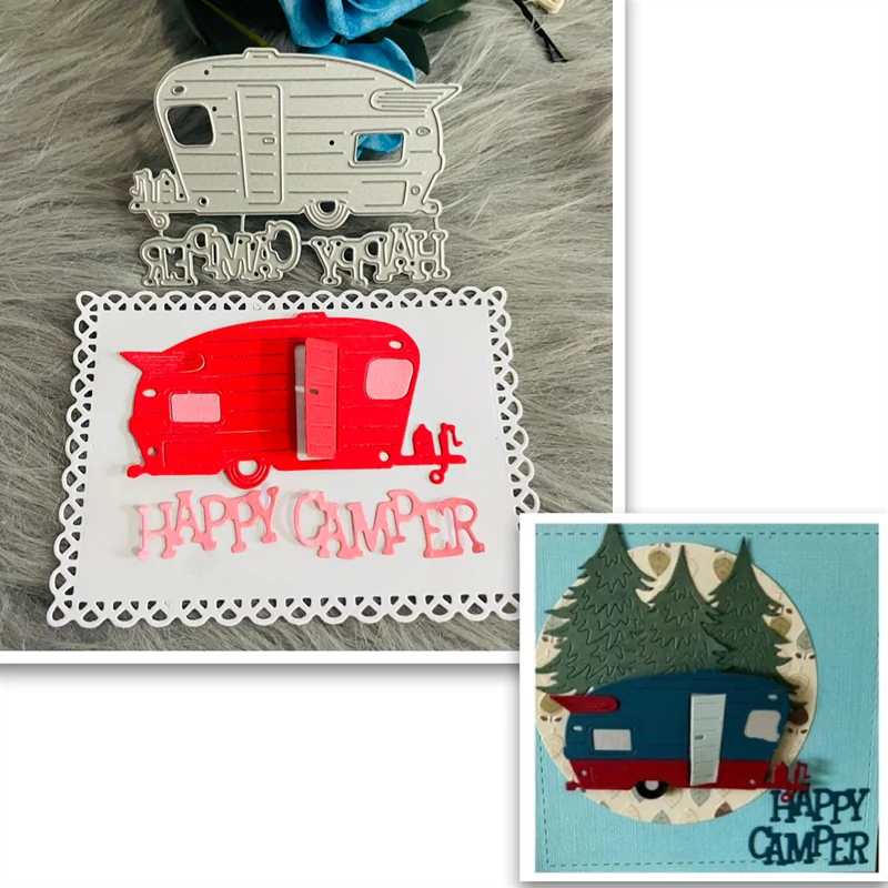 happy camper camping truck car die Metal Cutting Dies DIY Scrapbook ...