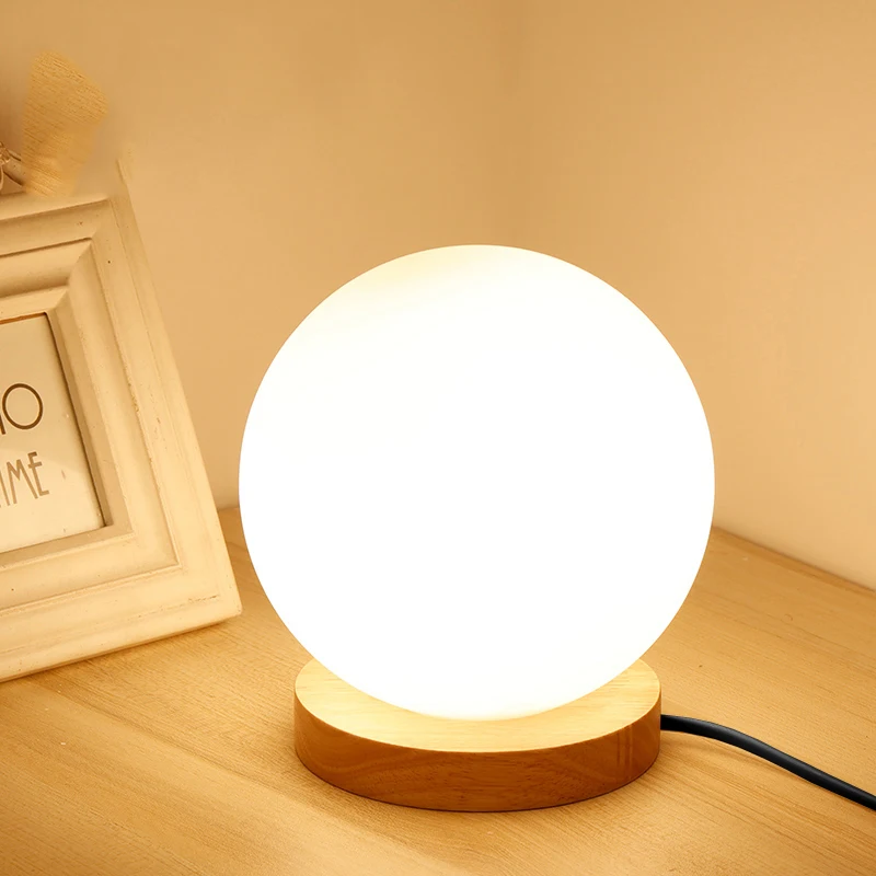 Simple-glass-ball-table-lamp-LED-living-room-study-Home-Decor-lighting ...