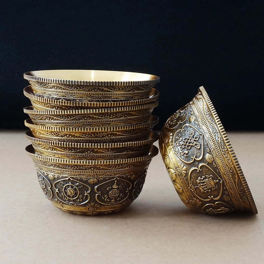 Buddhist Bowl Thick Copper Cup Tibet Ritual Plate Brass Eight ...