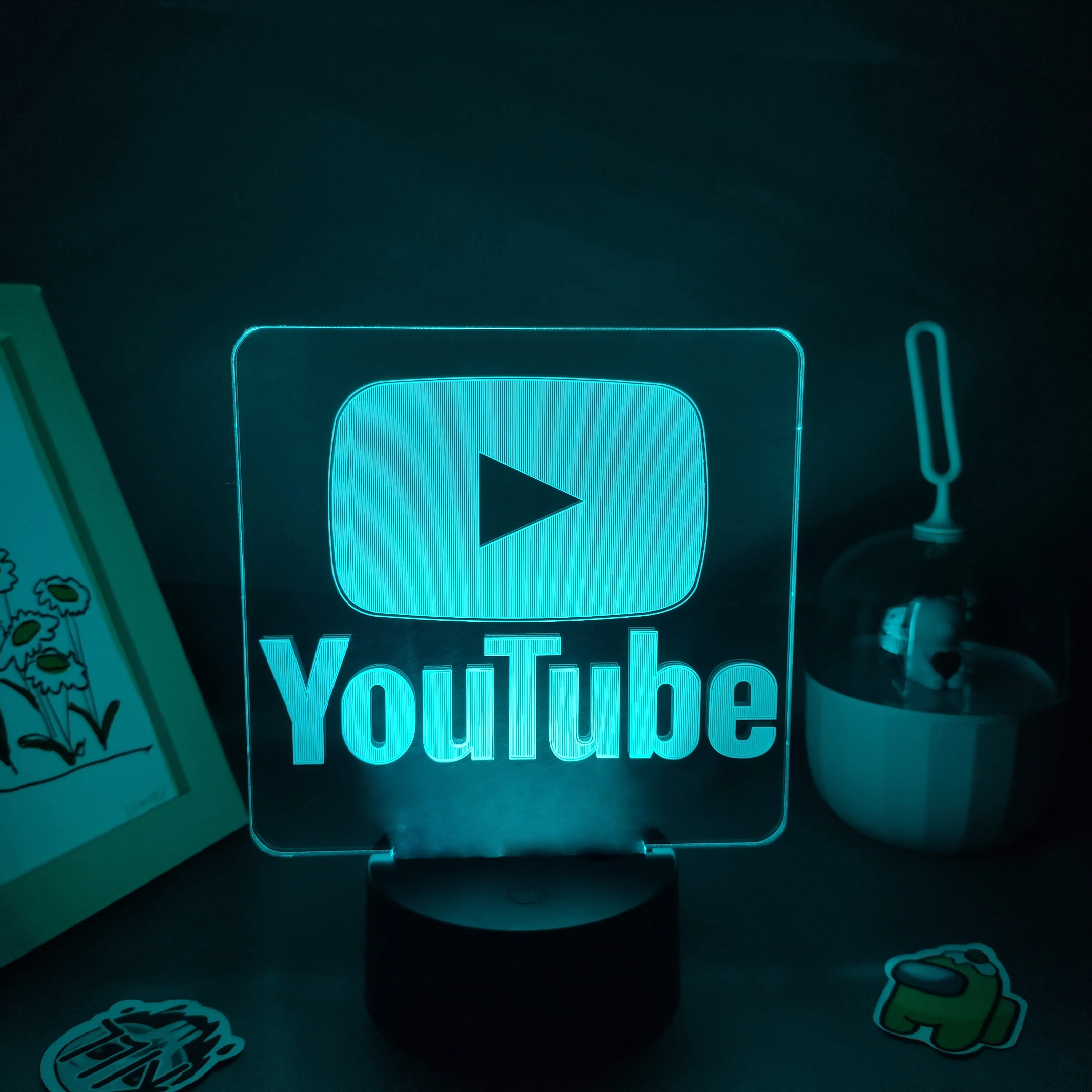 YouTube LOGO Mark Lava Lamps 3D LED RGB Neon Night Lights Cool Colorful ...