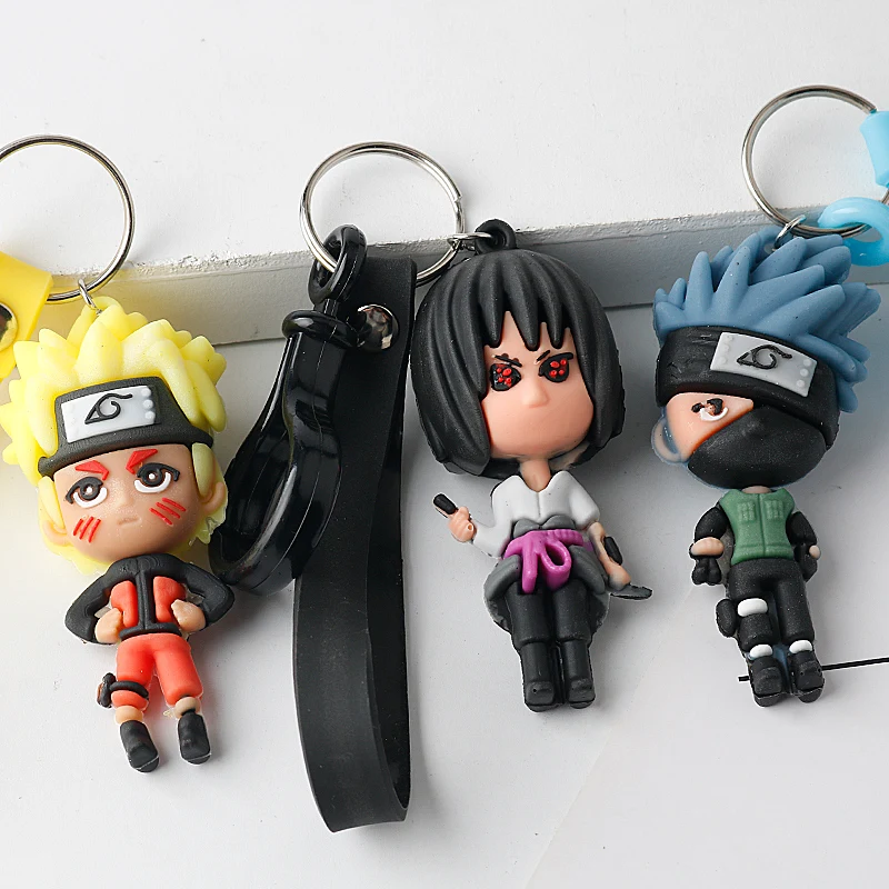 Anime N A R U T O Figure 3D keychains Cartoon Kakashi Uchiha Sasuke ...