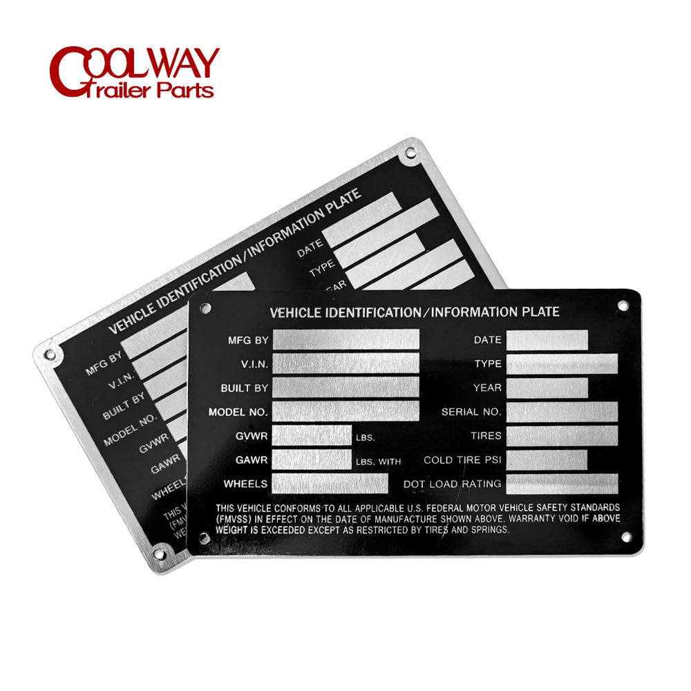 Heavy Duty Aluminum Blank Trailer Truck Equipment Frame Plate Serial ...