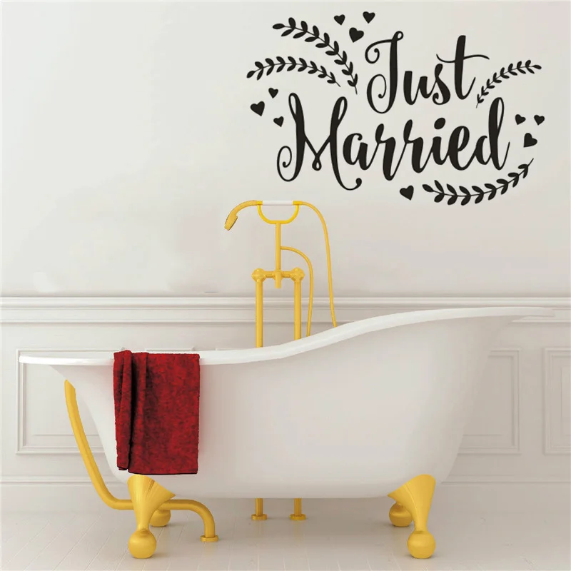 Just Married Vinyl Wall Decal Wedding Car Window Stickers Rustic Design ...