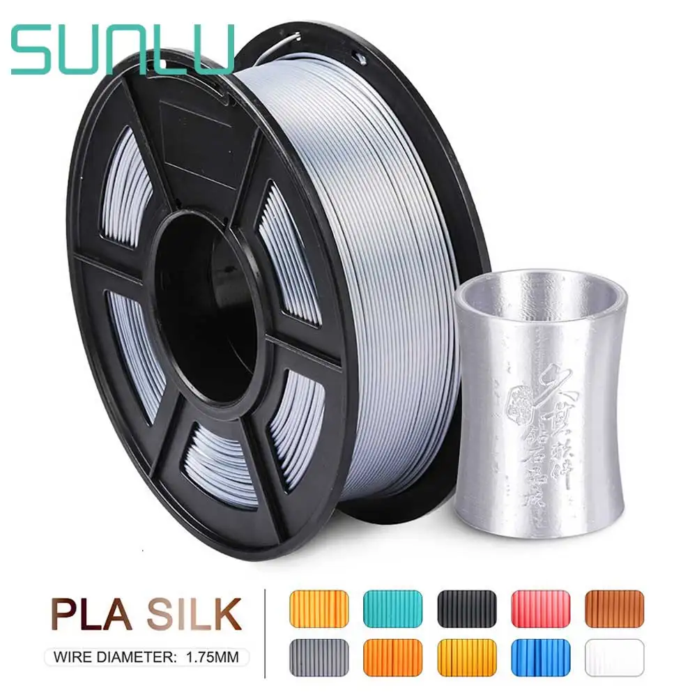 HOT OFFERS SUNLU Silk Shiny Silver PLA 3D Printer Filament 1.75mm 1KG ...
