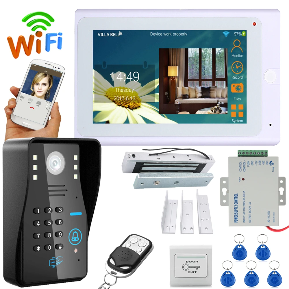 7" TFT Wireless Wifi RFID Video Door Phone Doorbell Intercom System ...