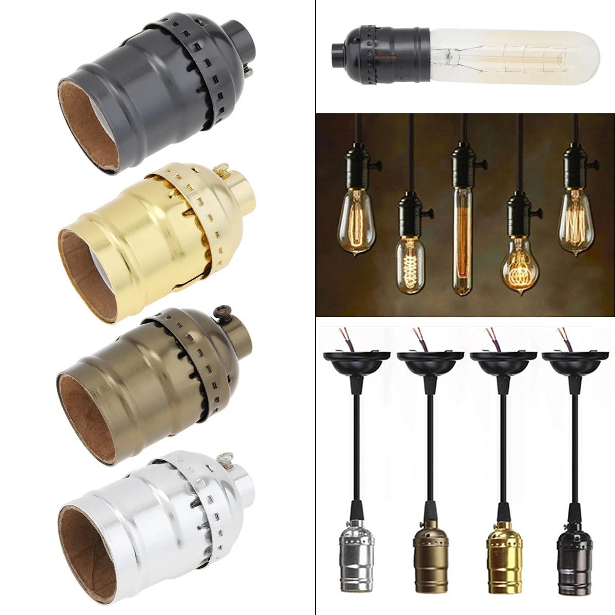 Vintage-Edison-Lamp-Socket-E27-Screw-Bulb-Base-Aluminum-Light-Holder ...