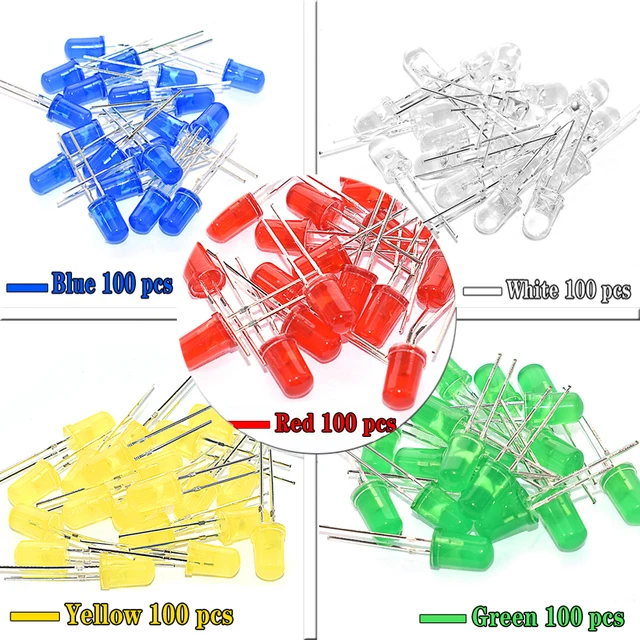 Hobby Led Pack 300-Piece 3mm Round LED Diode Assortment Kit - 10 Values ...
