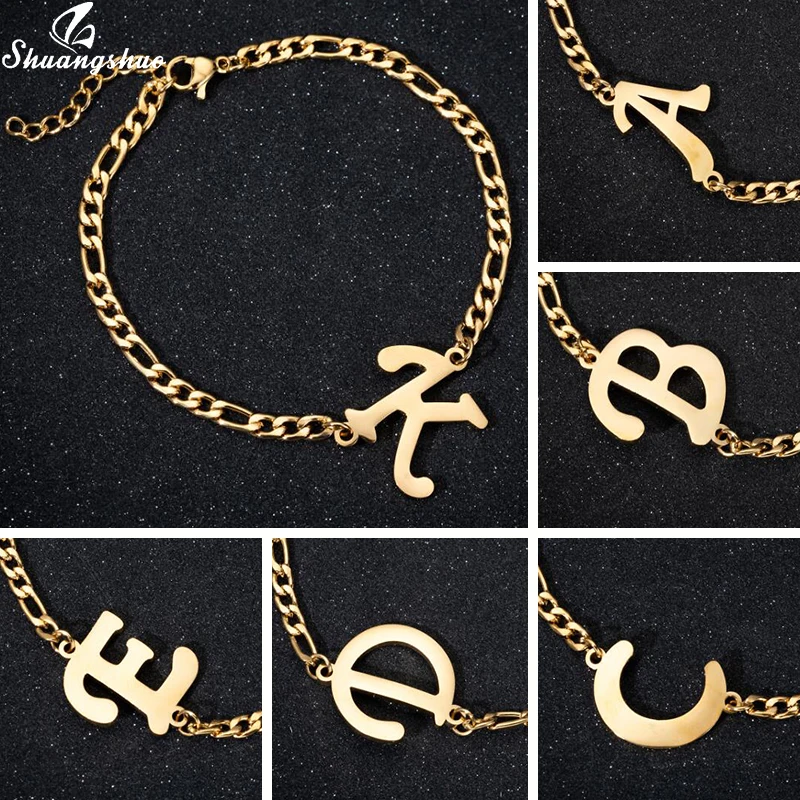 Pulsera-de-acero-inoxidable-con-letras-de-A-Z-para-mujer-brazalete ...
