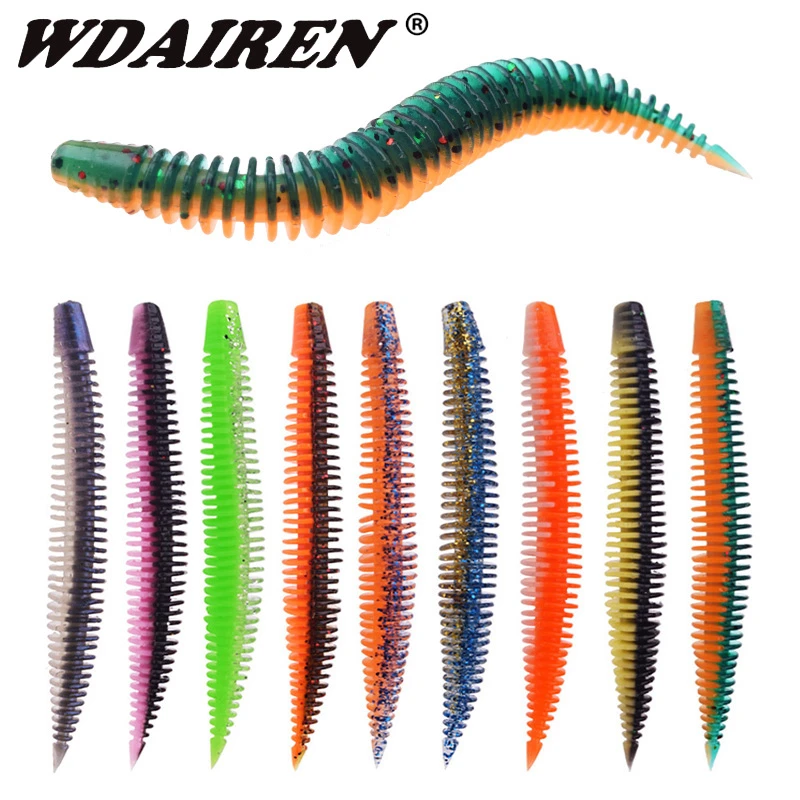 10pcs/lot Larva Pin Tail Soft Lures 80mm 2.3g Double Colors Silicone ...
