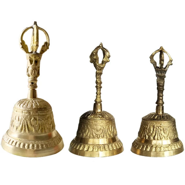 Hand Bell, Copper Multifunction Loud Sound, Wooden Handle, Table Bell ...