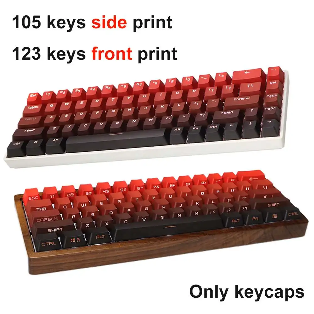 Front/side Print Keycap Set 105/123 Keys Gradient Red Keycaps Oem ...