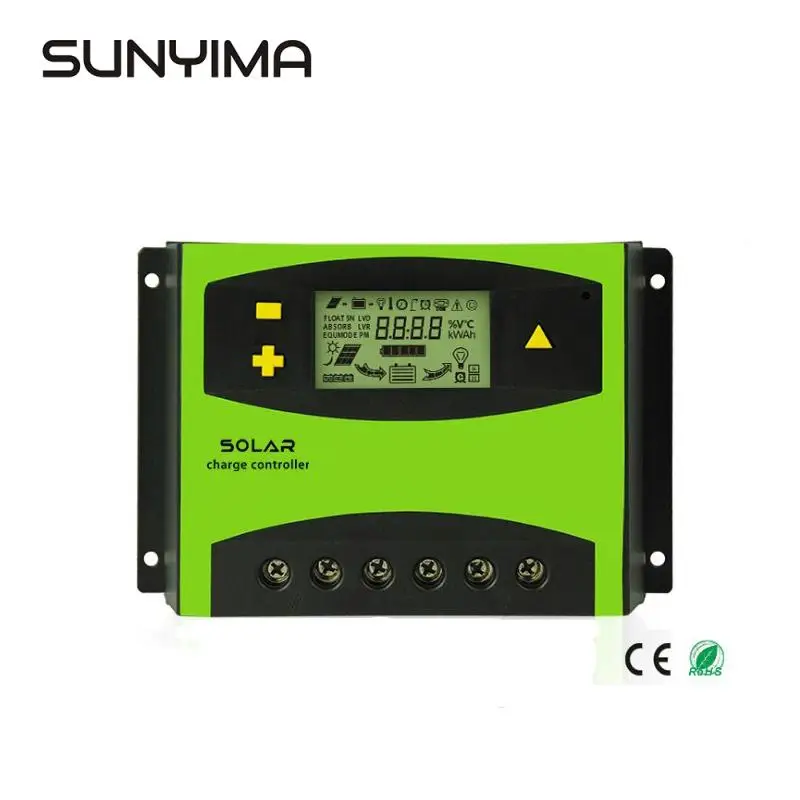 SUNYIMA 60A 12V/24V LCD Solar Charge Controller 20A 30A 40A 50A Auto Regulator for Solar Panels ...