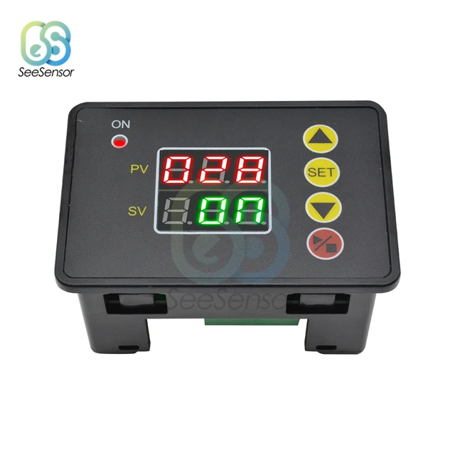 T2310 220V 24V 12V Digital Time Controller Cycle Timer Delay Relay Module Dual LED Display ...